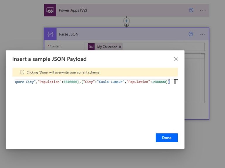 Power Automate - Get schema of a Power App collection for Parse JSON action