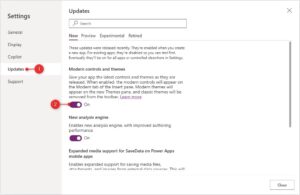 Power Apps- Enable Modern Controls