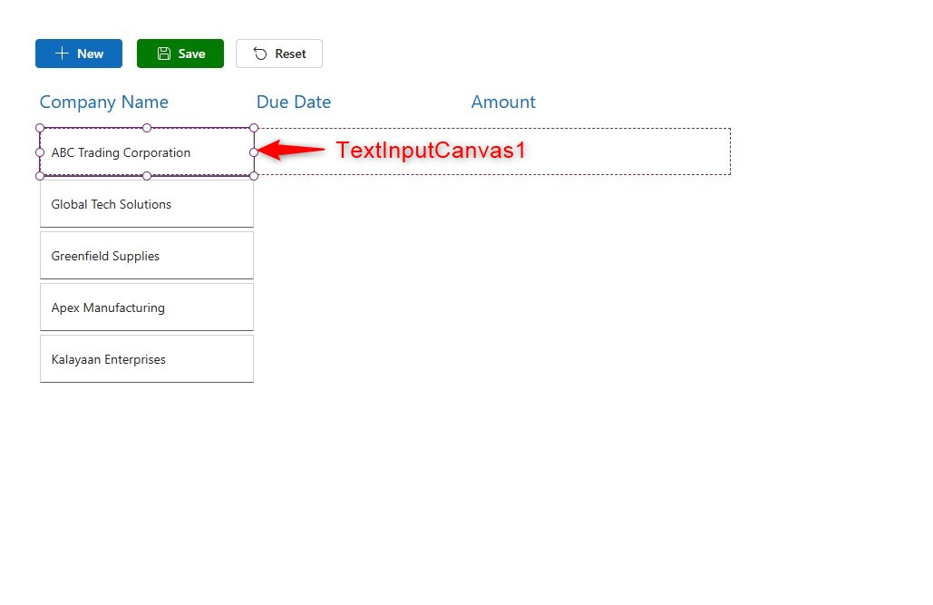 Power Apps - How to create an editable table