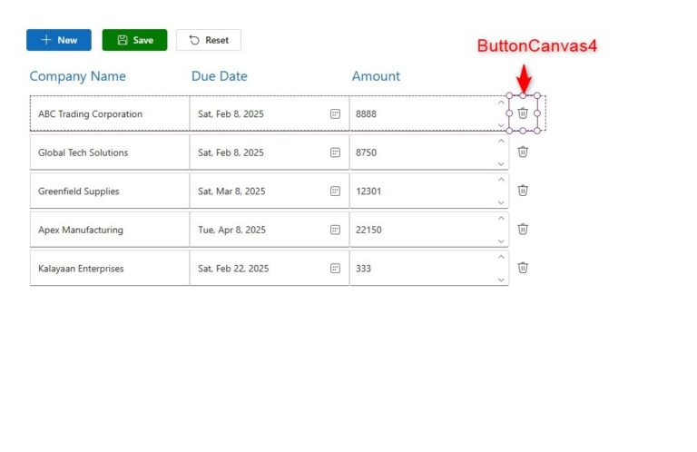 Power Apps - How to create an editable table